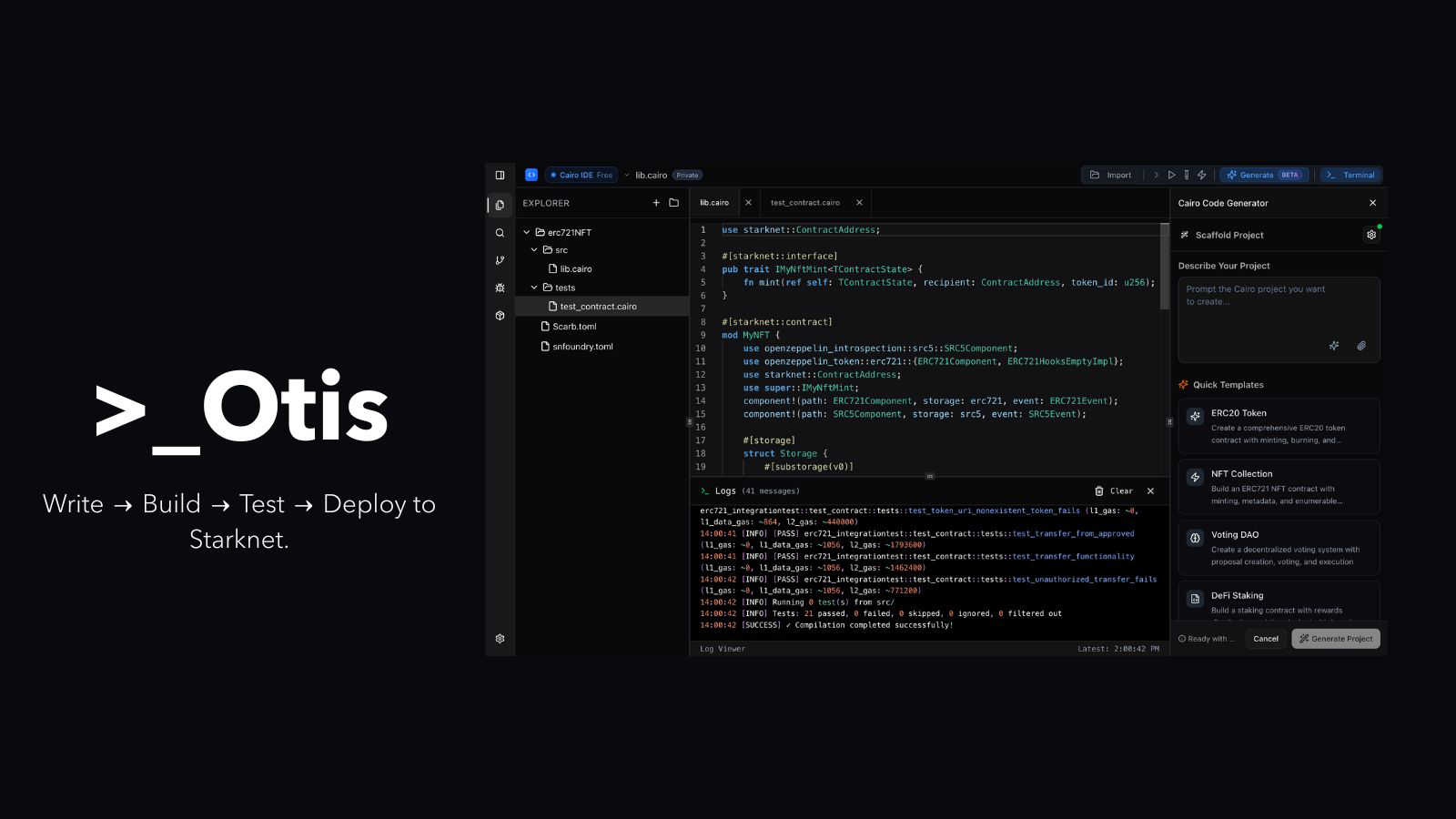 Otis - One Platform to Build, Test, and Deploy Smart Contracts